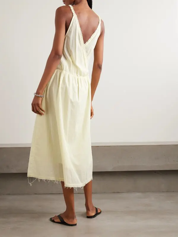 DEIJI STUDIOS Crossed Wrap-effect Striped Organic Cotton Midi Dress