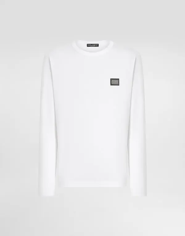 Dolce & Gabbana Long-sleeved T-shirt With Logo Tag - White