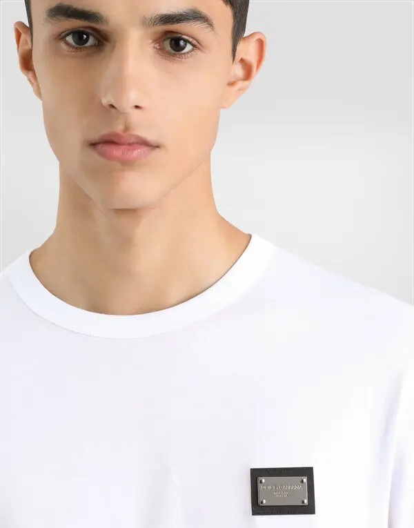 Dolce & Gabbana Long-sleeved T-shirt With Logo Tag - White