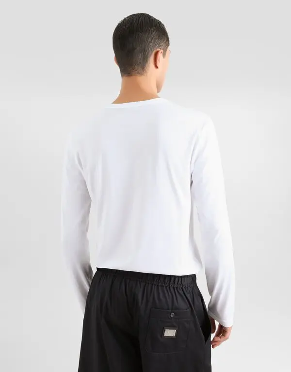 Dolce & Gabbana Long-sleeved T-shirt With Logo Tag - White