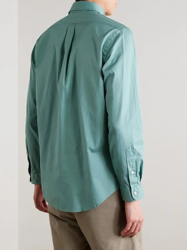 Polo Ralph Lauren Button-down Collar Logo-embroidered Cotton Shirt - Blue