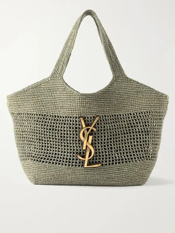 Saint Laurent Icare Maxi Raffia Tote - Green
