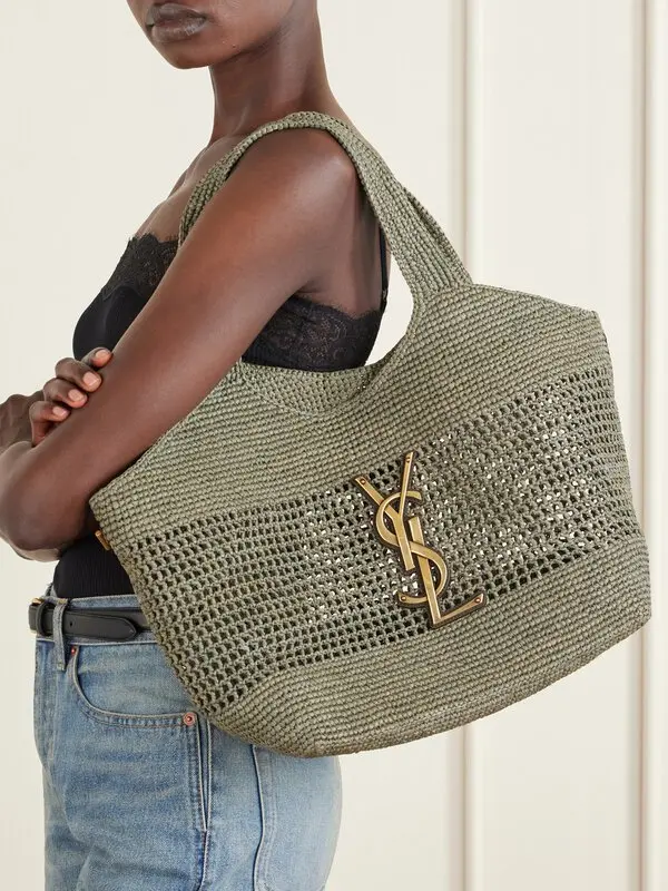 Saint Laurent Icare Maxi Raffia Tote - Green