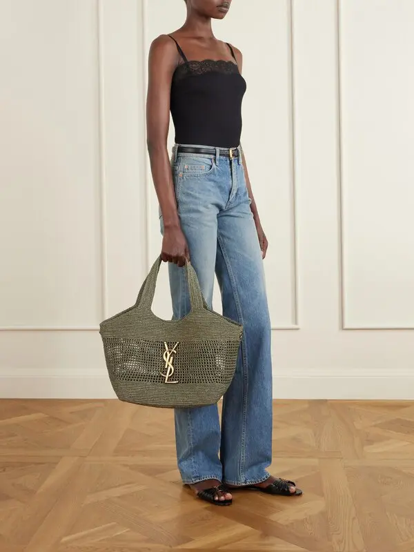 Saint Laurent Icare Maxi Raffia Tote - Green