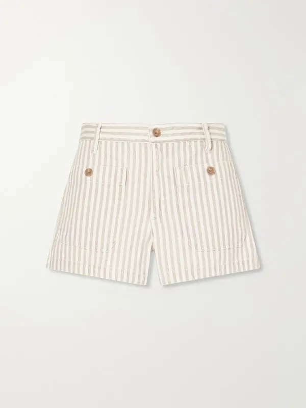 FRAME The Cruise Striped Denim Shorts - Neutrals