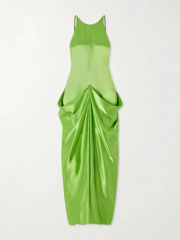 Khaite Kent Open-back Draped Maxi Dress - Green