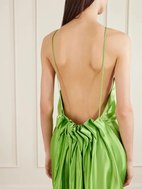 Khaite Kent Open-back Draped Maxi Dress - Green