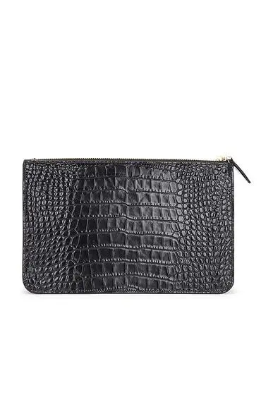 TOTEME Threefold Croco Embossed Clutch - Black