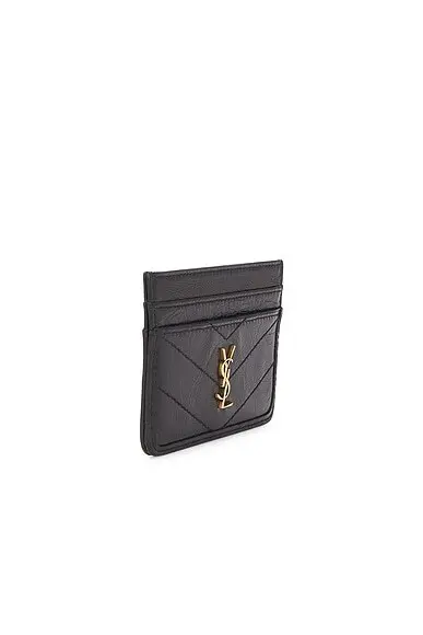 Saint Laurent Cuir Vintage Froisse Matelasse Credit Card Case - Nero