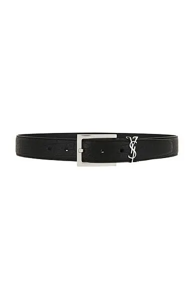 Saint Laurent Cassandre Buckle Belt - Nero