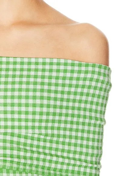 Alexis Costella Off-the-shoulder Gingham Dress - Green Gingham