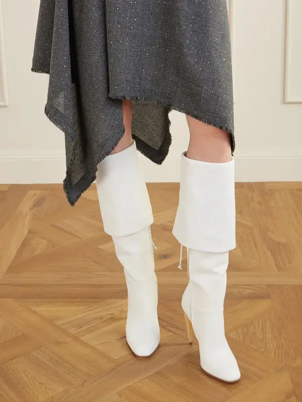 Alexander McQueen Leather Knee-high Boots With Horn-effect Heels