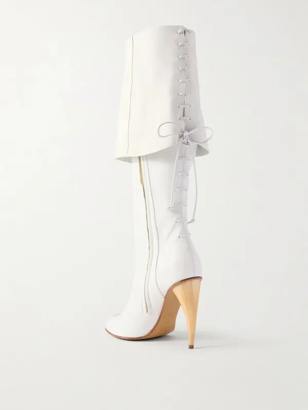 Alexander McQueen Leather Knee-high Boots With Horn-effect Heels