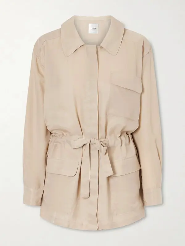 LESET Kim Drawstring Tencel Lyocell Jacket - Neutrals