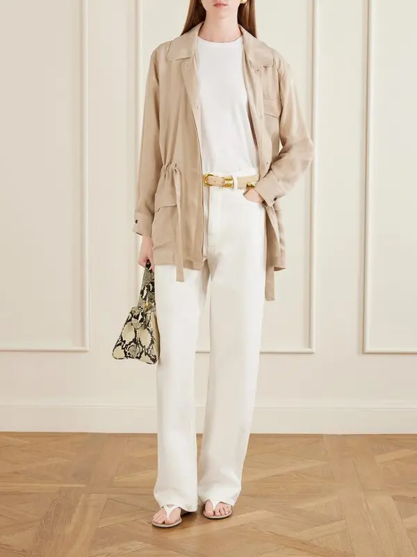 LESET Kim Drawstring Tencel Lyocell Jacket - Neutrals