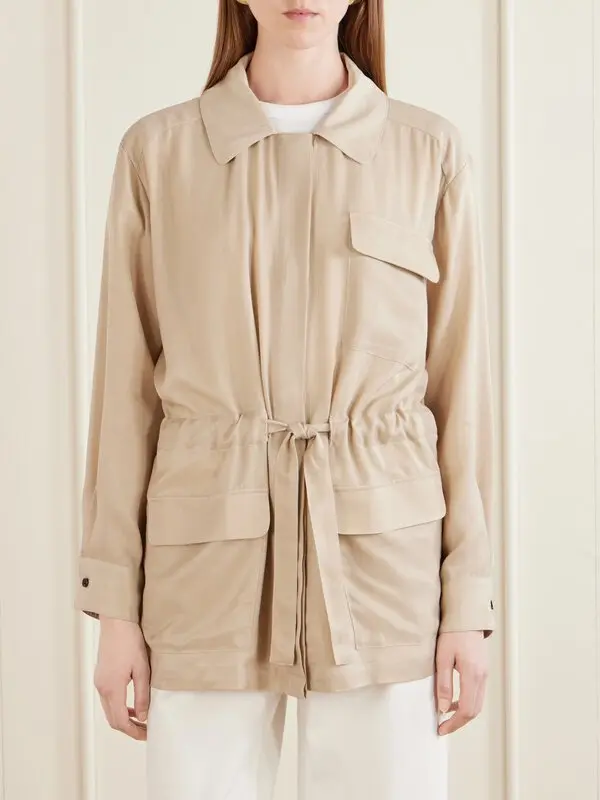 LESET Kim Drawstring Tencel Lyocell Jacket - Neutrals