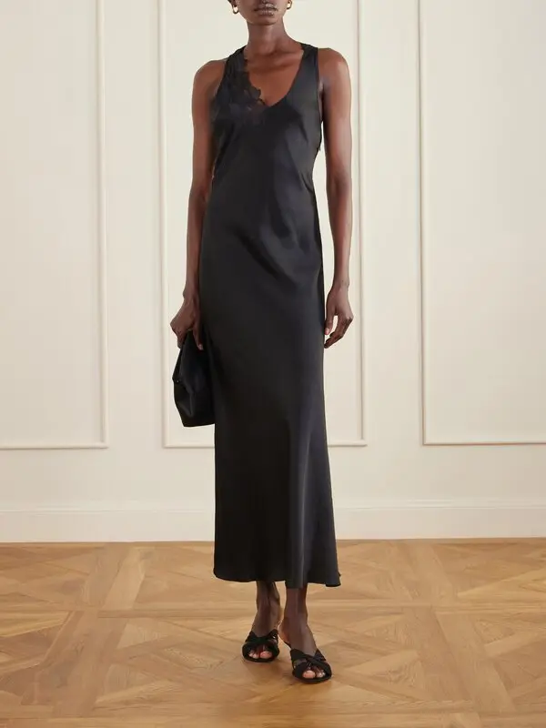 SIR. Montparnasse Lace-trimmed Silk-satin Gown