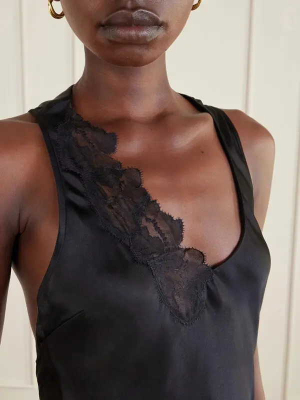 SIR. Montparnasse Lace-trimmed Silk-satin Gown