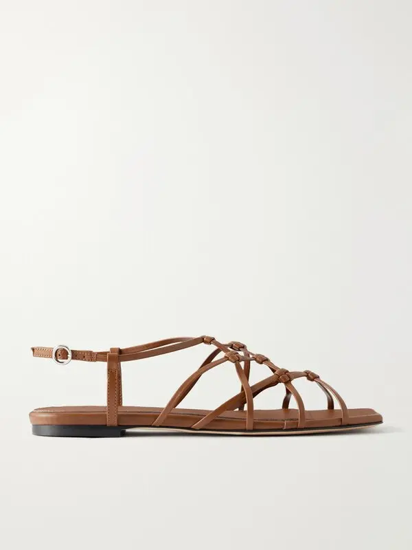 AeydĒ Anisa Leather Flat Sandals - Brown