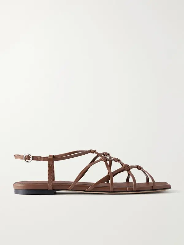 AeydĒ Anisa Leather Flat Sandals - Brown