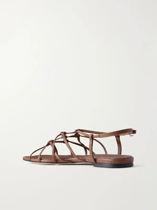 AeydĒ Anisa Leather Flat Sandals - Brown