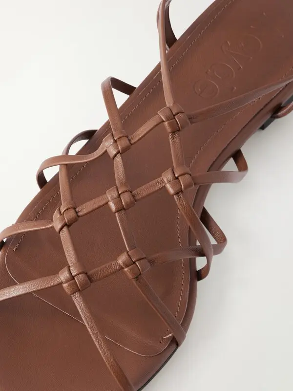 AeydĒ Anisa Leather Flat Sandals - Brown
