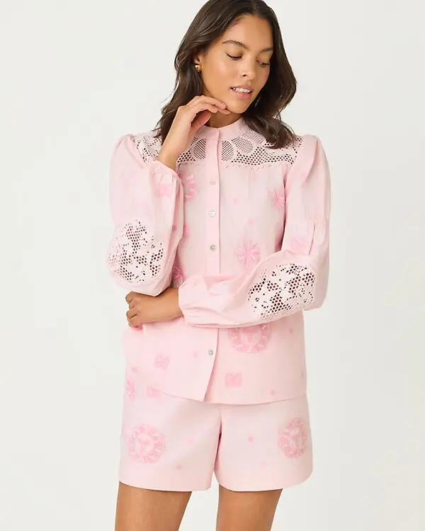 LILLY PULITZER Embroidered Long-sleeve Shirt