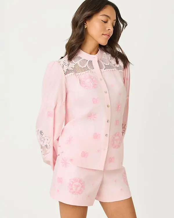 LILLY PULITZER Embroidered Long-sleeve Shirt