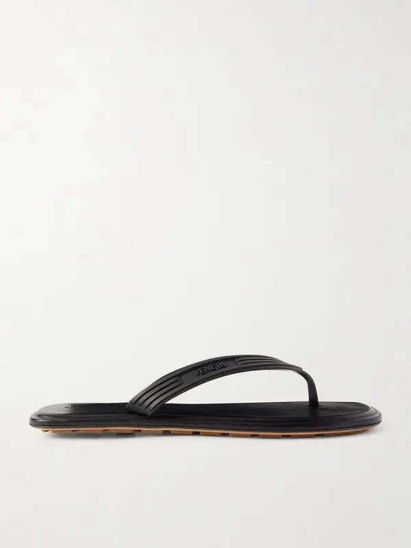 Bottega Veneta Sampieri Flat Thong Flip Flops - Black
