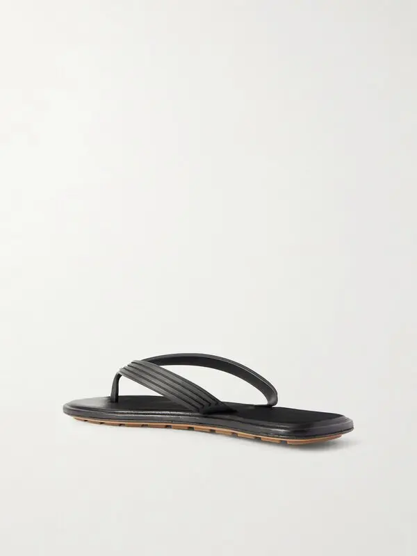 Bottega Veneta Sampieri Flat Thong Flip Flops - Black