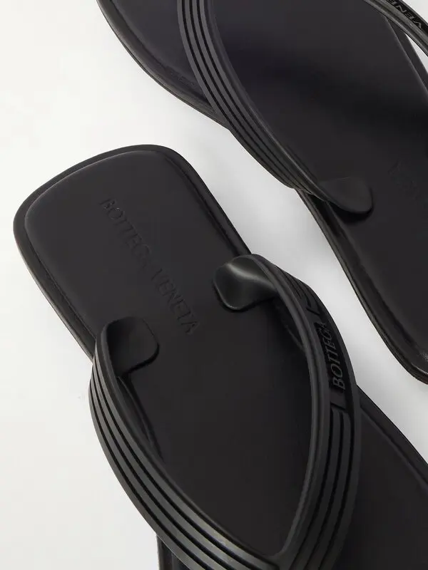 Bottega Veneta Sampieri Flat Thong Flip Flops - Black