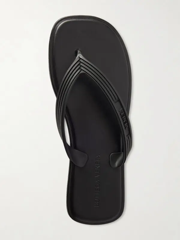 Bottega Veneta Sampieri Flat Thong Flip Flops - Black