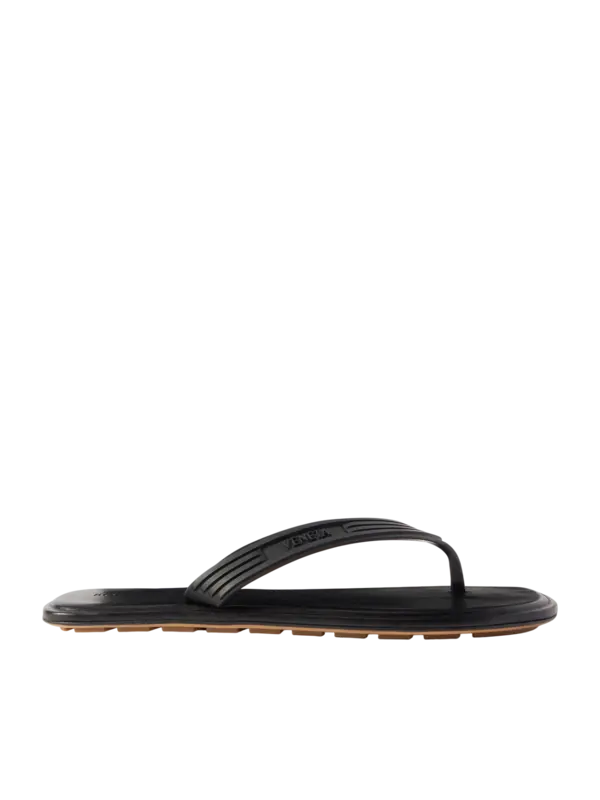 Bottega Veneta Sampieri Flat Thong Flip Flops - Black