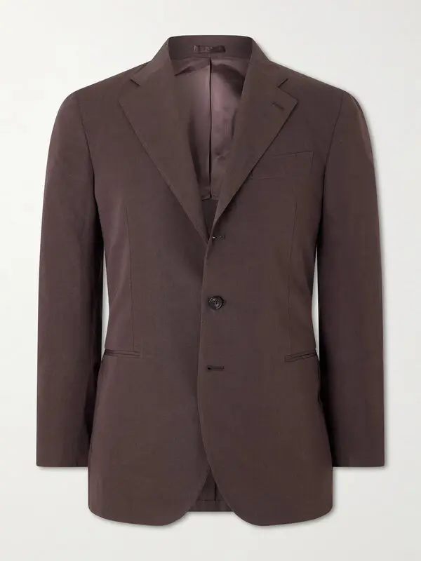 J. MUESER Cotton And Linen-blend Suit Jacket - Brown