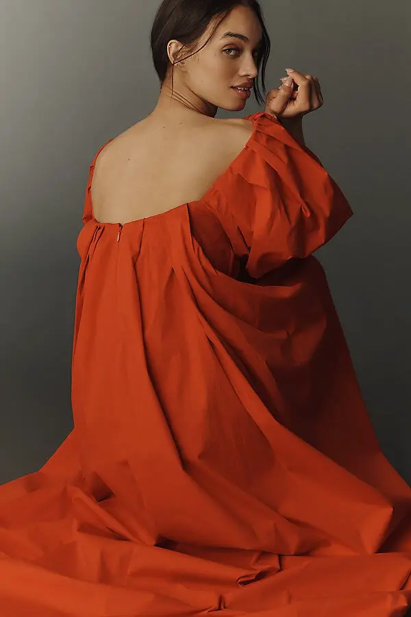 Caroline Constas Palmer Puff-sleeve Maxi Dress - Red