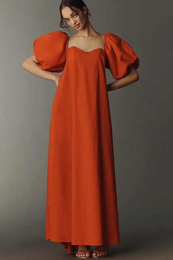 Caroline Constas Palmer Puff-sleeve Maxi Dress