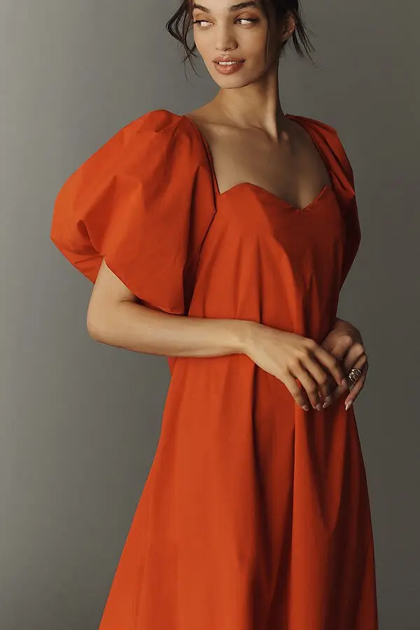 Caroline Constas Palmer Puff-sleeve Maxi Dress