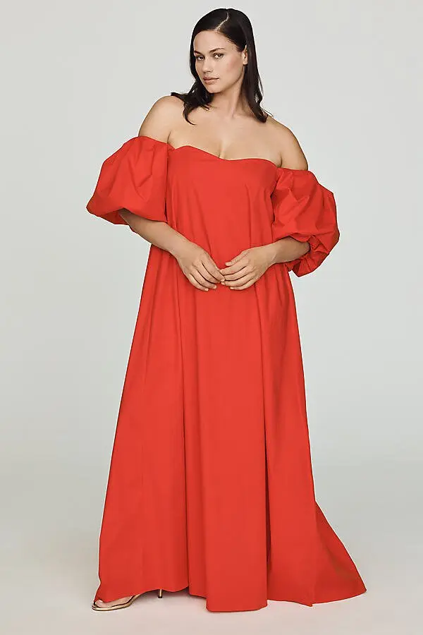 Caroline Constas Palmer Puff-sleeve Maxi Dress