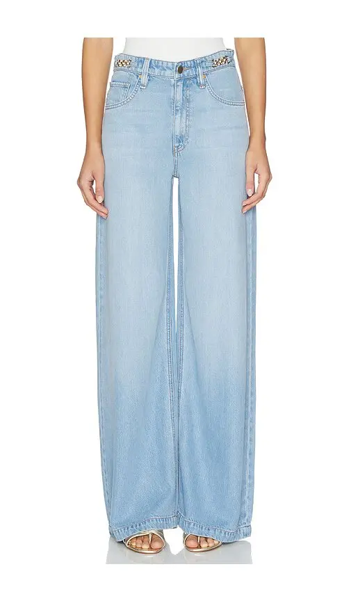 Hudson Jeans James High Rise Wide Leg Accent Hardware Jeans - Blue