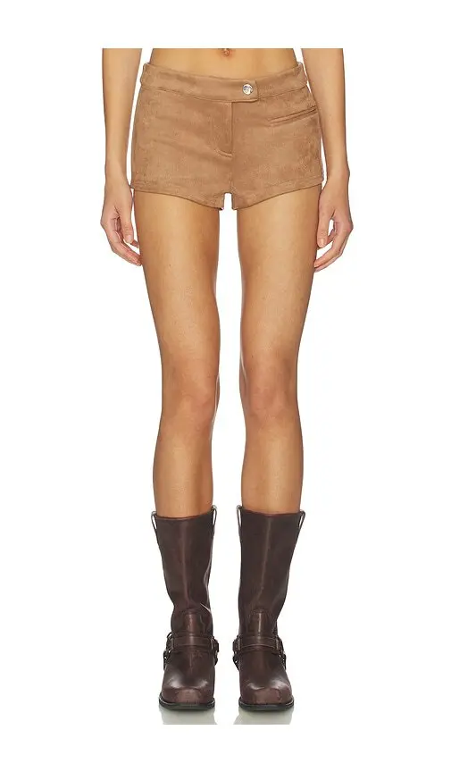 MORE TO COME Graysen Faux Suede Short - Tan
