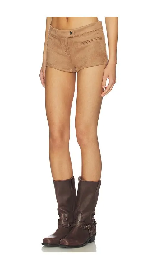 MORE TO COME Graysen Faux Suede Short - Tan