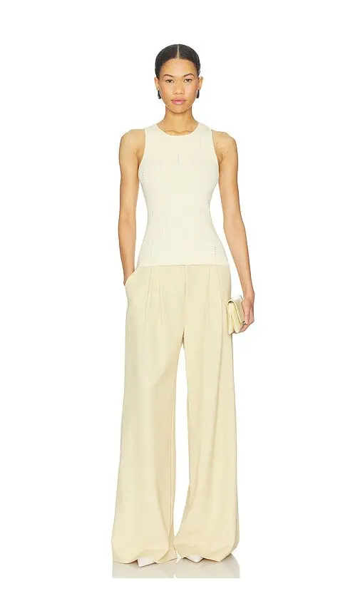 GESTUZ Ribbed Tank Top With Embellished Detail