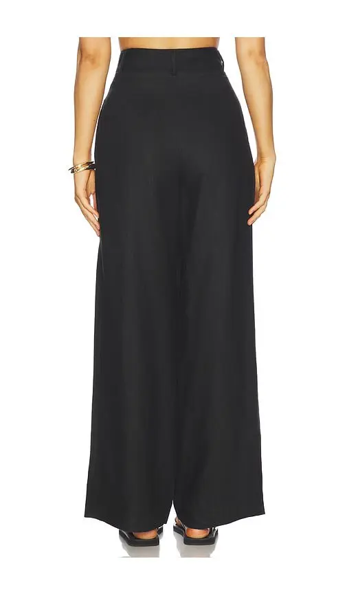 HEVRON Alina Wide Leg Linen Trousers - Black
