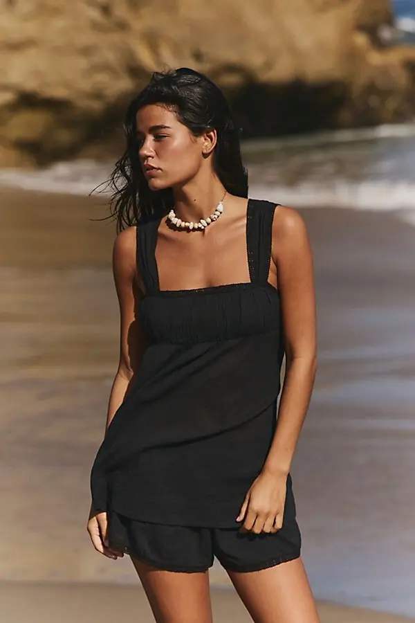 Free People Buttercup Babydoll Set - Black