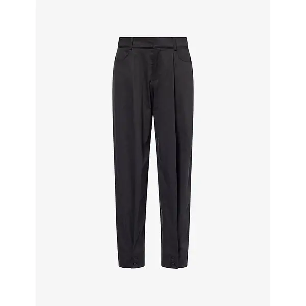 PEACHY DEN Bardot Wide-leg Woven Trousers - Onyx