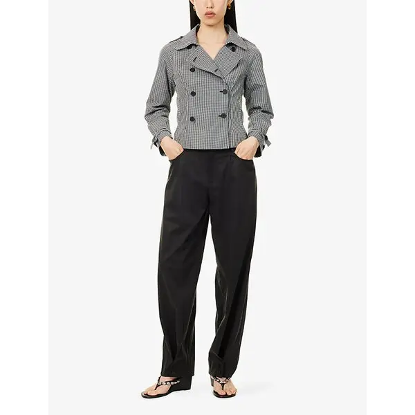 PEACHY DEN Bardot Wide-leg Woven Trousers - Onyx