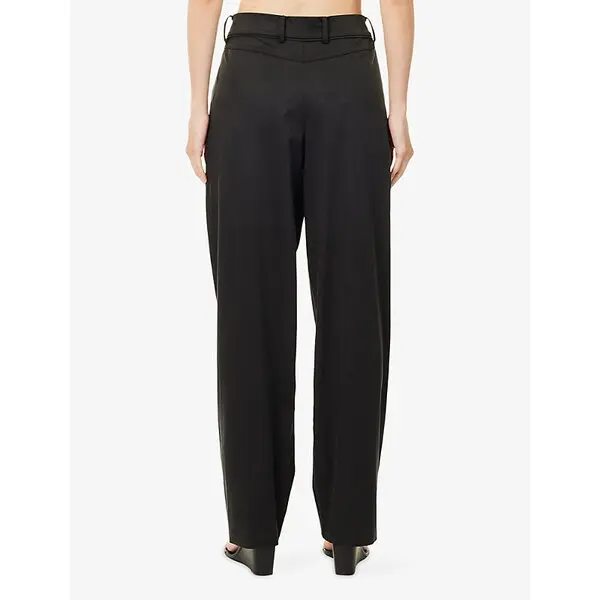 PEACHY DEN Bardot Wide-leg Woven Trousers - Onyx