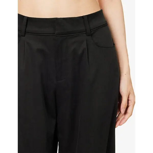 PEACHY DEN Bardot Wide-leg Woven Trousers - Onyx