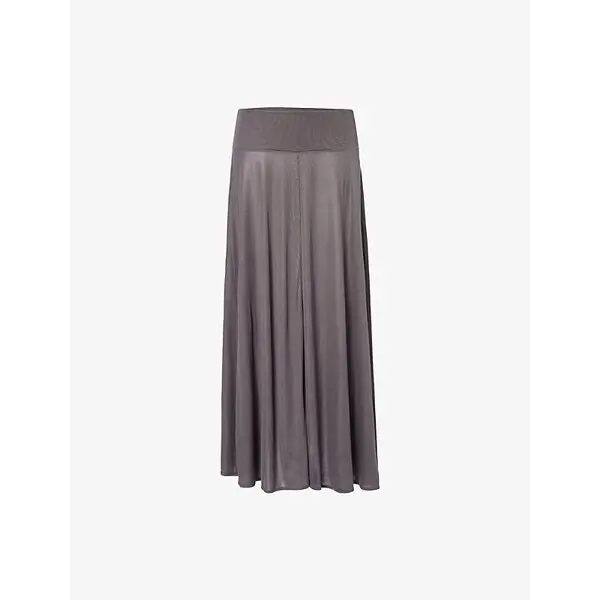 ST. AGNI Gathered-pleat Low-waist Jersey Maxi Skirt - Soot