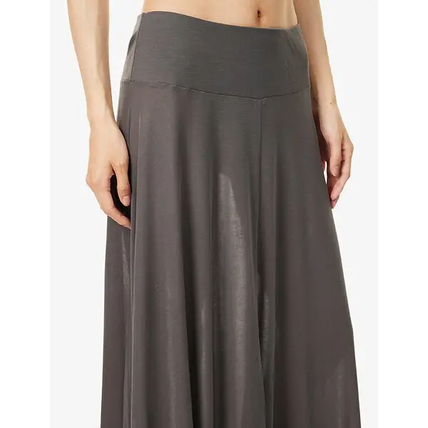 ST. AGNI Gathered-pleat Low-waist Jersey Maxi Skirt - Soot